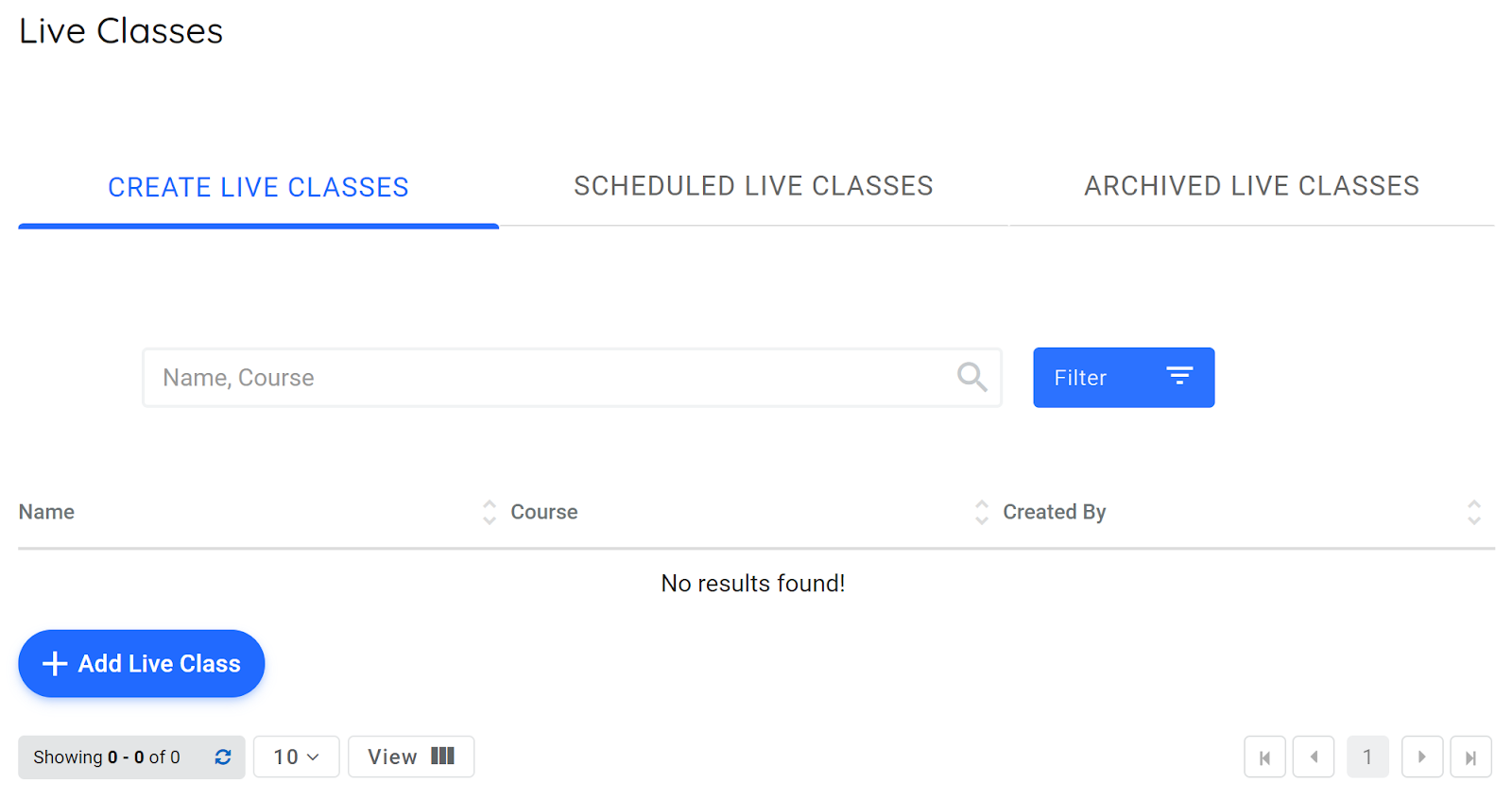 Managing Live Classes