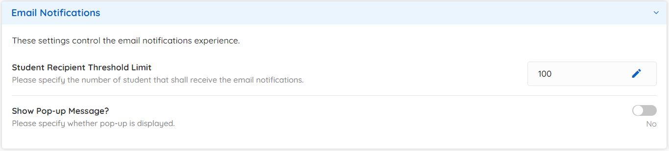 Experience: Email Notifications Settings
