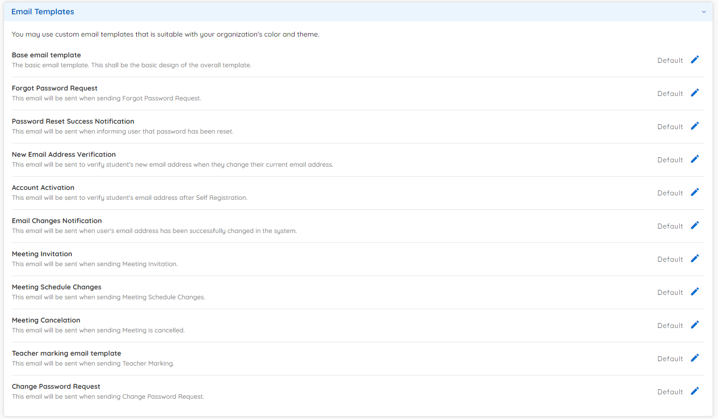 Experience: Email Template Settings