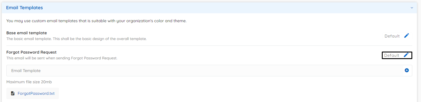 Experience: Email Template Settings