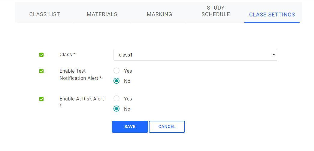 Enable Test/Student-At-Risk Notifications