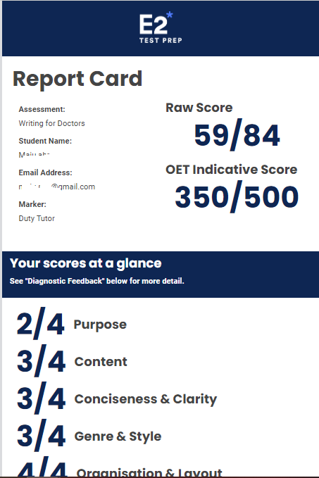 What feedback will I receive on my OET Writing Assessments?