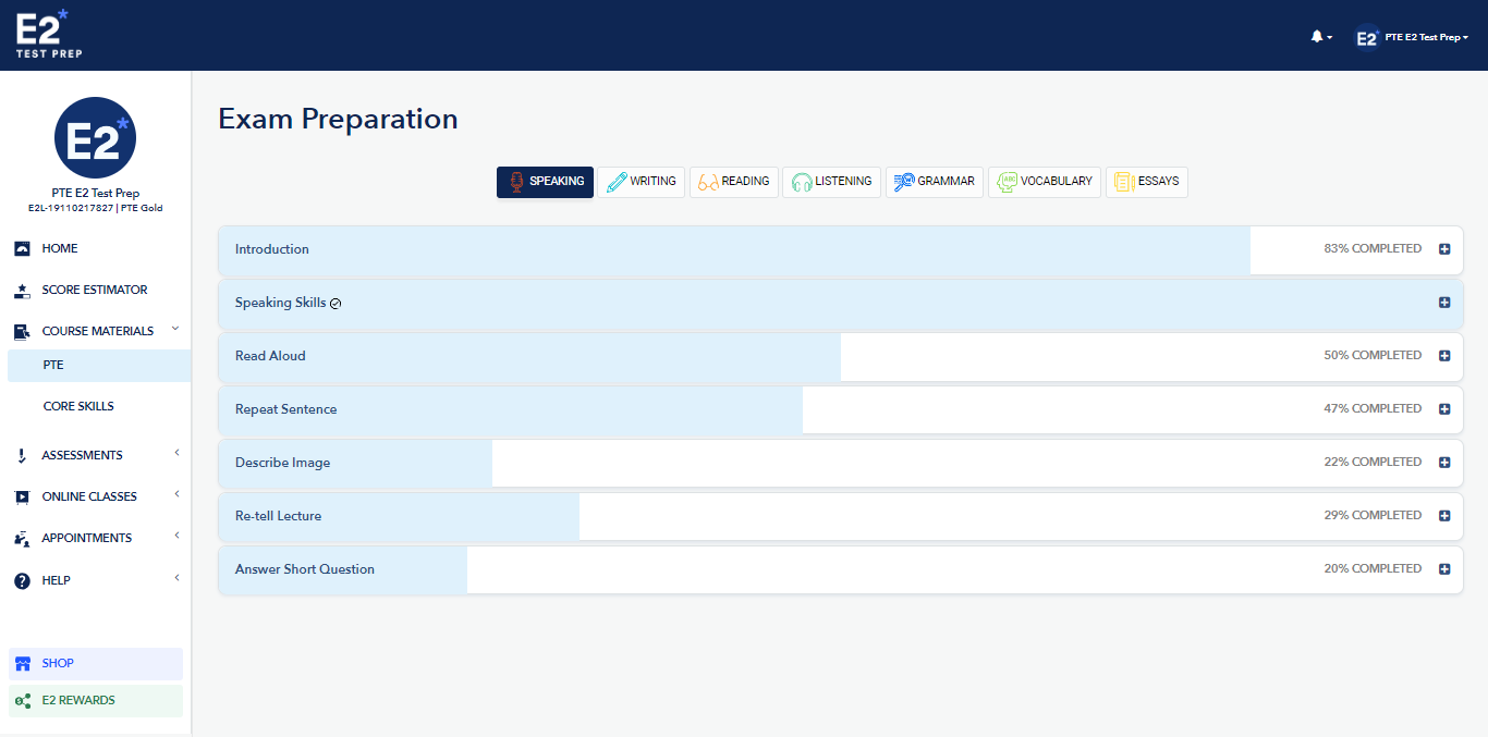 How many practice questions are included in a PTE paid package?