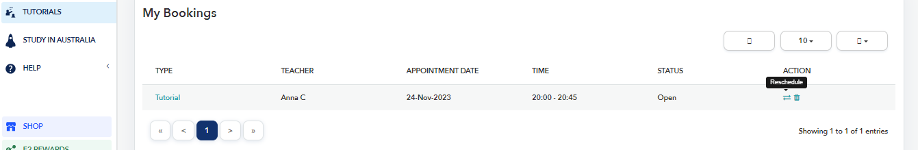 How do I cancel or reschedule my E2 Tutorial or appointment?