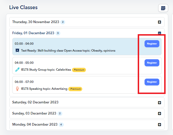 How do I join a live class?
