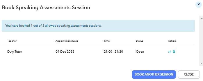 How do I book or find a live speaking assessment?